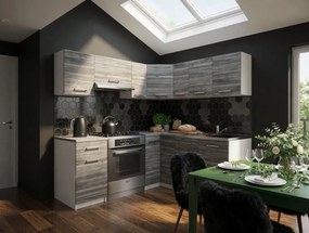 Kuchyňská linka Belini 360 cm šedý antracit Glamour Wood s pracovní deskou Lidiauniqa3  TOR LIDIAUNIQA3/4/WT/GW1/0/E