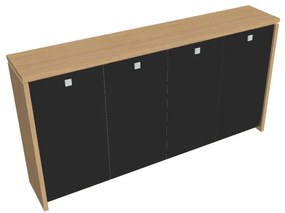 Střední šatní skříň Verno 248 x 46 x 130 cm, skleněné dveře, dub světlý / černá