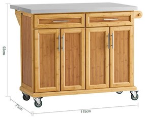 Sobuy SoBuy FKW69-N Kuchyňský ostrůvek Kuchyňský vozík Servírovací vozík Bambusový 115x92x46-71cm