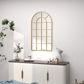 HOMCOM Nástěnné zrcadlo - Zrcadlo do šatny 110 x 65 cm Dekorativní zrcadlo s kovovým rámem Zavěšené zrcadlo do obývacího pokoje pro ložnici Zlaté