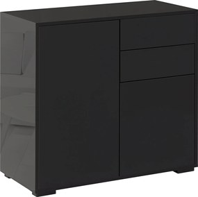 HOMCOM Komoda s šuplíky a 2 Push-Click dvířky, Úložná skříň s nastavitelnou policí, Skříňka se šuplíky do Kuchyně, Obývacího pokoje 79 x 36 x 74 cm Če