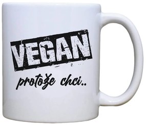 Super plecháček Keramický hrnek s potiskem Vegan, protože chci Objem a motiv: 200 ml bílý uvnitř