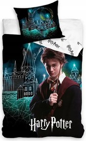 Povlečení bavlněné 140x200 Harry Potter tyrkysová černá