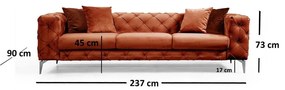 Oranžová sametová pohovka 237 cm Como – Artie
