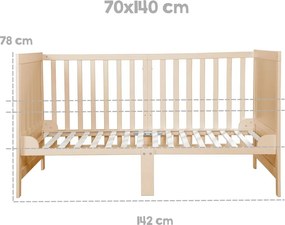 Postýlka s nastavitelnou výškou 70x140 cm v přírodní barvě Easy Sleep – Roba