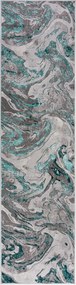 Flair Rugs, Běhoun Eris Marbled Emerald, 60x230, modrá, chodba / předsíň