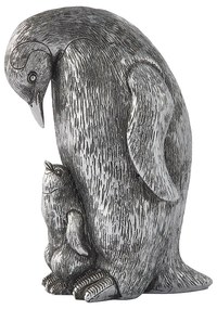 Stříbrný tučňák s mládětem, výška 16 cm