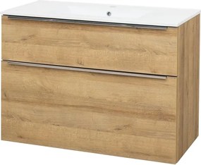 Mereo, Mereo Mailo, koupelnová skříňka s keramickým umyvadlem 101 cm, dub Riviera, elox AL madlo, MER-CN522A