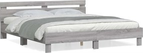Rám postele s čelem šedý sonoma 200 x 200 cm kompozitní dřevo 3207397