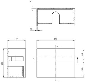 Deante Tubo, závěsná skříňka 800x385x600 mm, kašmír matný, DEA-STU_KU81