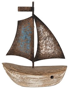 Hnědá dekorativní miniaturní dekorace loďka Nauticco - 9*3*11 cm