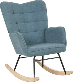 HOMCOM houpací křeslo – berberský fleece, polstrované sedadlo s dřevěnými kluzáky a opěrkami, relaxační křeslo do obýváku či ložnice, nosnost 120 kg,…
