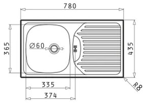 Pyramis 100139001 - Kuchyňský dřez ET78 78x43,5 cm satin