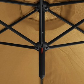 Dvojitý slunečník s ocelovou tyčí taupe 600 cm,  312565