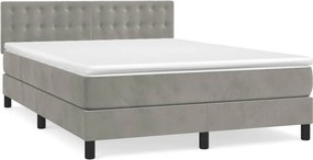 Box spring postel s matrací světle šedá 140x200 cm samet 3141545