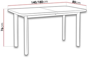Jídelní rozkládací stůl 140x80 cm BANGS 10 - bílý