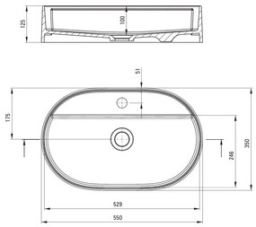 Deante Silia, granitové umyvadlo na desku 550x350x125mm, černá matná, DEA-CQS_NU6B
