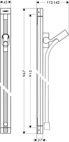 Hansgrohe Unica, Raindance sprchová tyč 900 mm se sprchovou hadicí Isiflex 1600 mm, chromová, HAN-27636000