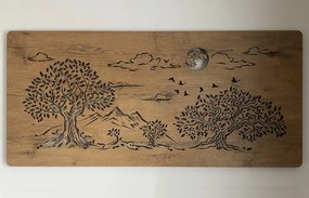 Li-Go "Čtyři duby a měsíc" světelný obraz 230V 130x60cm provedení povrchu: bříza