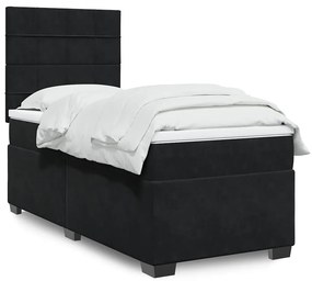 Box spring postel s matrací černá 90x190 cm samet 3293088
