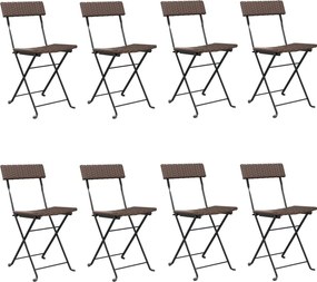 vidaXL Skládací bistro židle 8 ks polyratan a ocel [3152117] Barva: Hnědá