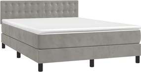 Box spring postel s matrací světle šedá 140x190 cm samet 3141539