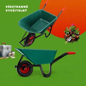 Kolečko GREG s plastovou korbou, max. 100l/250kg, zelená/černá Gardebruk