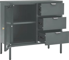Příborník antracitový 75 x 35 x 70 cm ocel a tvrzené sklo 336075
