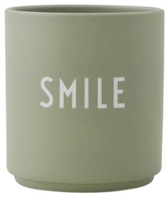 DESIGN LETTERS Porcelánový hrneček Smile 300 ml, zelená barva, porcelán