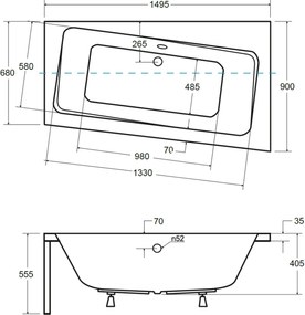 Besco ASTI 150 x 90 cm VANAST15P+OLVPINOZ vana vč. nožiček pravá Koupelny Bernold