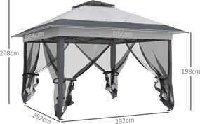Outsunny Zahradní Altán Skládací Altán 3,6x3,6m s Dvojitou Střechou Ocelové Polyesterové Moskytiéry + Taška Na Kolečkách Šedá