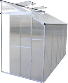 Zahradní skleník ke stěně, polykarbonát, 122x313x199 cm, MABON TYP 3