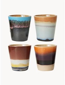 Sada ručně malovaných keramických pohárků na espresso's reaktivní glazurou 70's, 4 díly