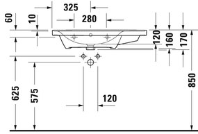 Duravit D-Neo - Umyvadlo do nábytku asymetrické 800 x 480 mm, umyvadlo vlevo, bez plochy pro armaturu, bílá 2369800060