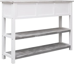 Příborník šedý s patinou 108 x 30 x 76 cm masivní pavlovnie 338543