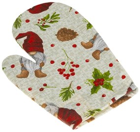 Bellatex Kuchyňská chňapka vánoční 28x18 cm Skřítek vánoční červená, šedá