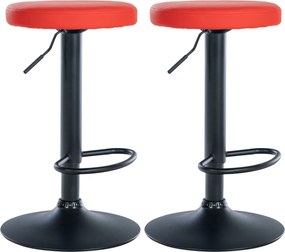 2x Barová židle Ponte - koženka, černý rám - Červená