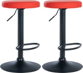 2x Barová židle Ponte - koženka, černý rám - Červená