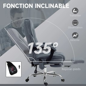 Vinsetto Masážní kancelářská židle s vytápěním - ergonomická židle s nastavitelnou výškou, sklápěním opěradla, drátovým ovladačem, zasouvatelným opěr…