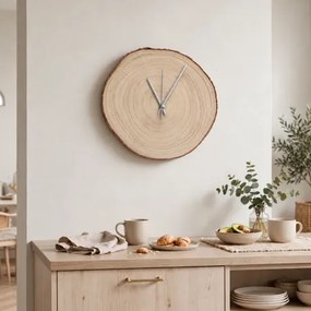 Dřevěné hodiny z přírodního plátu s kůrou | SENTOP KOR002