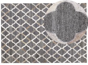 Kožený koberec v šedé a béžové barvě 160 x 230 cm ROLUNAY  Beliani