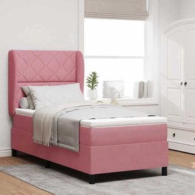 Postel s boxspringem s čelo Růžová 200 x 90 cm samet 3340969
