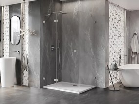 Mexen Lunar, výklopný sprchový kout levý 75 x 80 cm, 8mm čiré sklo, ocelový profil, 834-075-080-97-00-L