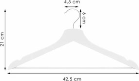 Dřevěná ramínka 42,5 cm, bílá, sada 20ks SPRINGOS HG0059