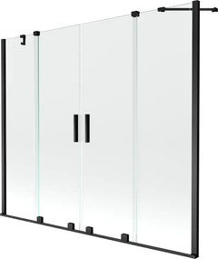 Mexen Velar Duo, 2-křídlová posuvná vanová zástěna 170 x 150 cm, 8mm čiré sklo, černý matný profil, 896-170-000-02-70