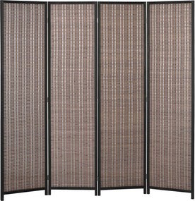 HOMCOM Dřevěný 4-panelový Předěl do Interiéru 180 x 180 cm Skládací Izolační Příčka pro Obývací Pokoj a Ložnici, Hnědá