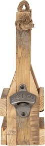 Dřevěná retro bedýnka na láhev s otvírákem - 9*10*29 cm