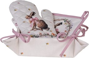 Košík na pečivo zajíc s květy Easter Whispers Collection - 35*35*8 cm