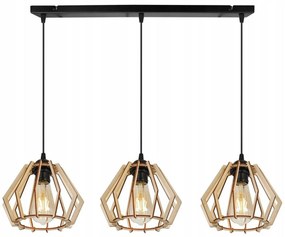 Závěsné svítidlo Timber, 3x dřevěné stínítko