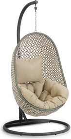Zelené/v přírodní barvě polstrované závěsné zahradní křeslo Cira – Kave Home